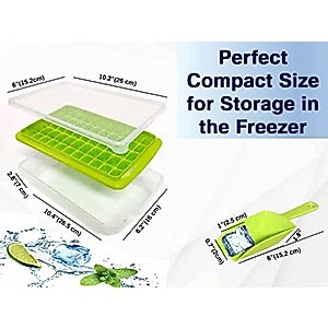 Large Ice Cube Mold, Ice Cube Tray for Freezer, Sphere Ice Container for Cocktails, 55 Mini Nugget Tray with Lid and Bin, Pebble Ice Bucket-Comes with Scoop, Cover, Ice Maker and Holder.