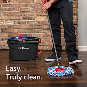 O-Cedar EasyWring RinseClean Microfiber Spin Mop & Bucket Floor Cleaning System with 4 Extra Refills,