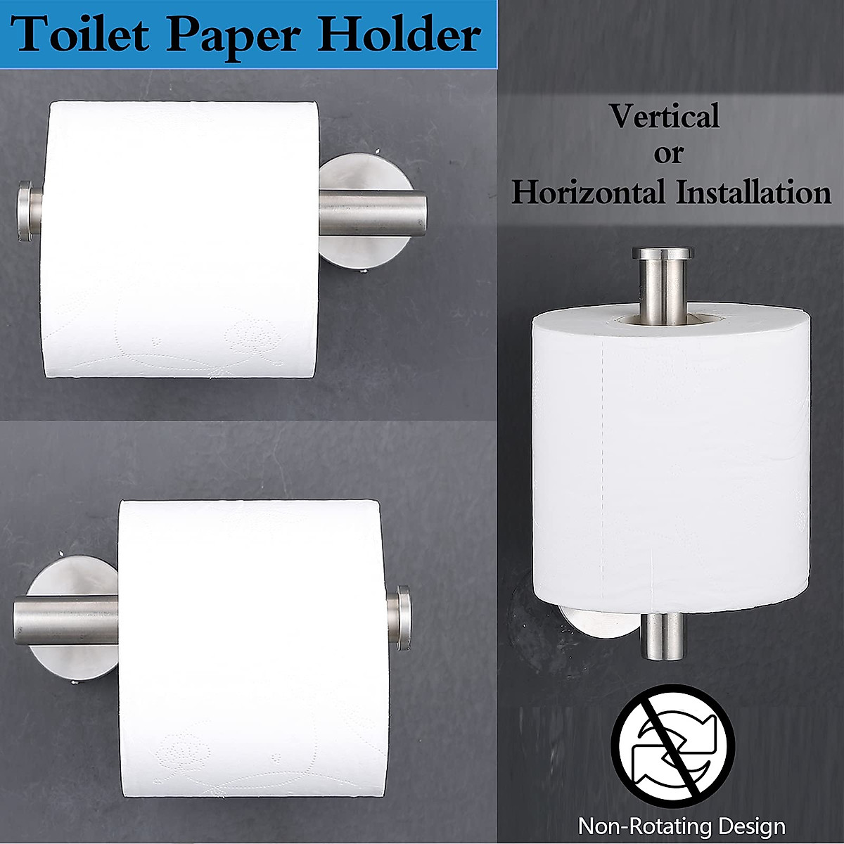 Pynsseu Brushed Nickel Toilet Paper Holder and Hand Towel Ring, 2 Pieces Bathroom Accessories SUS 304 Stainless Steel Wall Mount Hardware Set