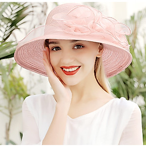 Bellady Women's Hat Church Fascinator Bridal Tea Party Wedding Hat Dress Cap, Pink