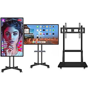 Smart Board, 43 Inch JYXOIHUB Interactive Whiteboard, Electronic Whiteboard, Screen Mirroring from Android and iOS for Live Streaming, for Advertising Display and Classroom(Board+Stand)