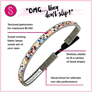 Sweaty Bands Womens Girls Headband - Non-Slip, Velvet-Lined Fashion Hairband - Bling It Glitzy Goddess 5/8-Inch