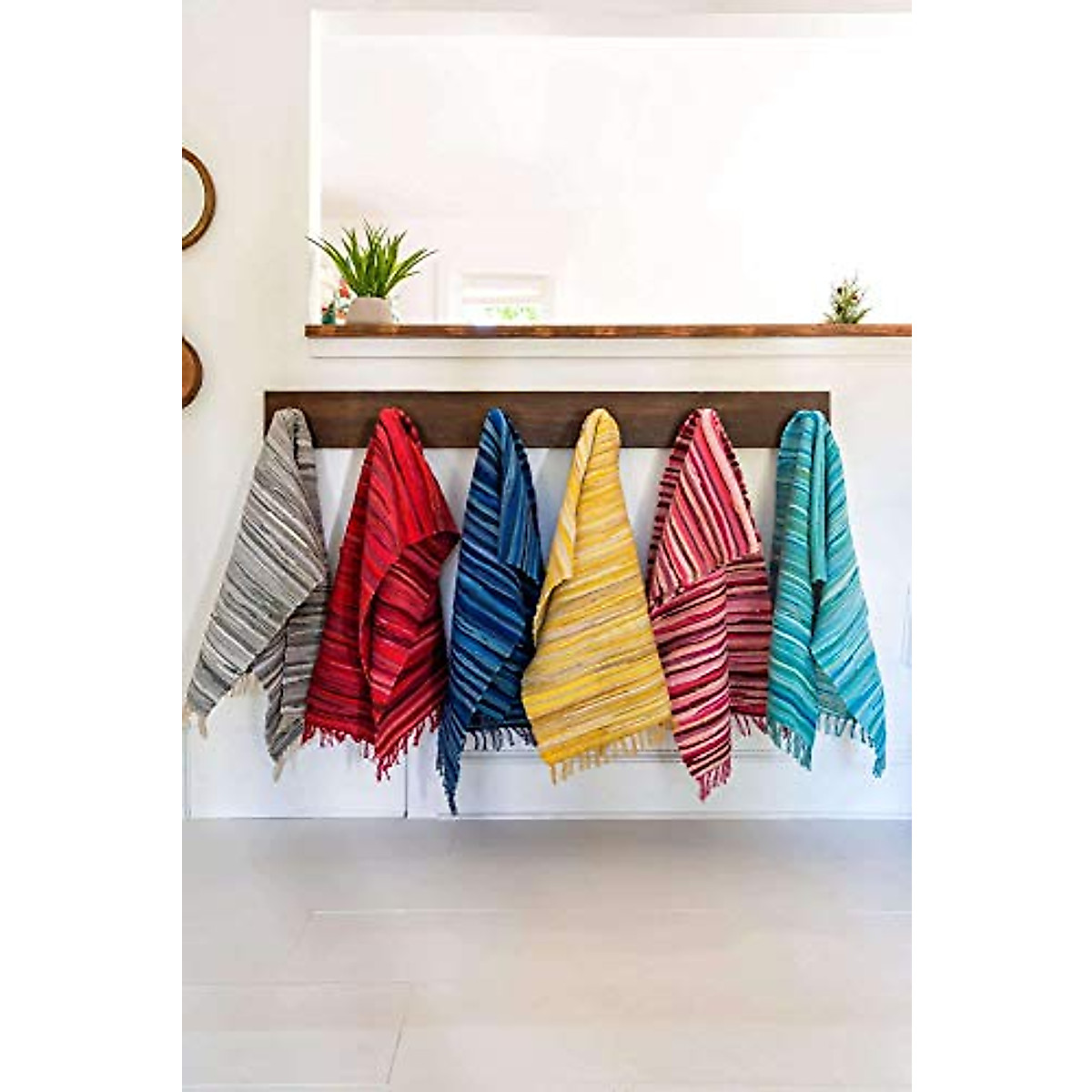 Unique Loom Chindi Cotton Collection Hand Woven Natural Fibers Area Rug_CCH002, 4 ft x 6 ft, Pink/Ivory