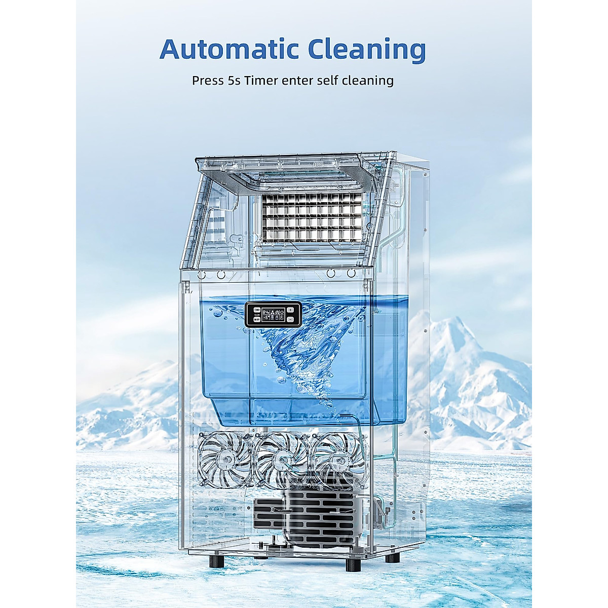 Antarctic Star Commercial Ice Maker - 100lbs/24H Under Counter Ice Maker Machine with 2 Way Water Inlet, 33lbs Storage, Stainless Steel, Under Counter Ice Machine for Home/Bar/Restaurant