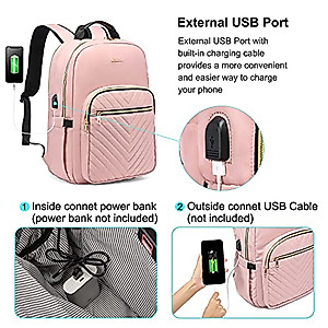 LOVEVOOK Laptop Backpack for Women, 17 Inch Large Capacity Travel Computer Work Bags, Business Nurse Backpack Purse for Womens, Backpacks, Light Pink
