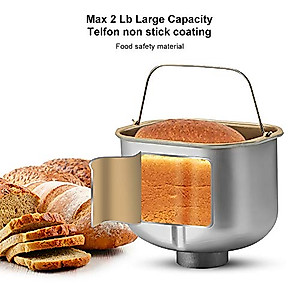 Automatic Bread Machine 3D Automatic Turning Breadmaker Professional Non-stick Family Bread Maker with Smart Fruit Nuts Dispenser, 17 Progammes, 15 Hours Timing