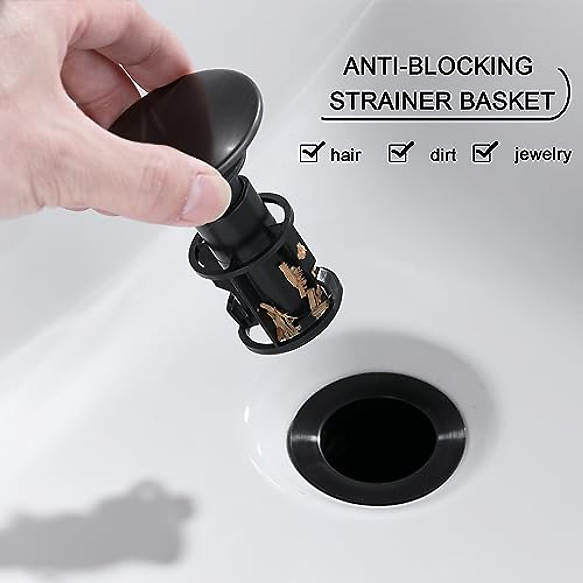 Bathroom Sink Drain, Pop Up Drain Stopper with Overflow, Lavatory Vanity Vessel Sink Drain Assembly, Oil Rubbed Bronze