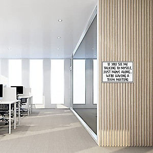 Funny Office Decor Signs - If You See Me Talking To Myself We're Having A Team Meeting, Cubical Office Door Accessories Office Wall Decorations Aluminum Sign Women Gift
