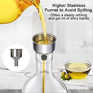 GMISUN Oil And Vinegar Dispenser Set- Comes With Stainless Steel Holder Rack, Clear Glass Olive Oil Dispenser Bottle For Kitchen, Cooking Oil & Vinegar Cruet Set, 2 Pack