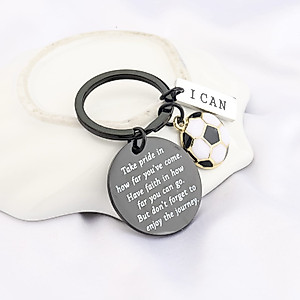 FUSTMW Soccer Keychain Sports Ball Inspirational Gifts Soccer Player Gifts for Soccer Lover (black)