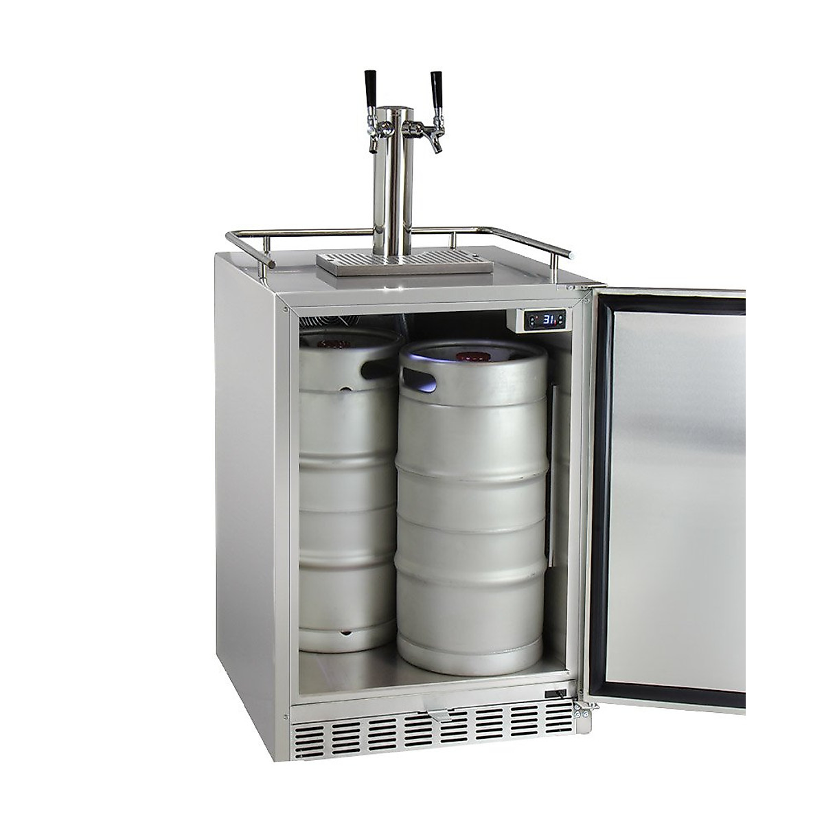 Kegco Kegerator 24" Wide Dual Tap Stainless Steel Undercounter Beer Dispenser HK38SSU-2