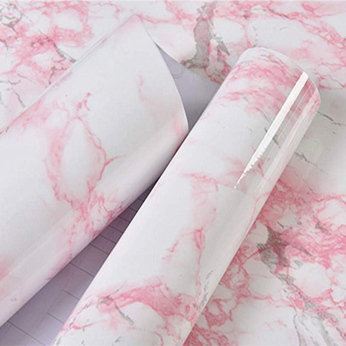 Moyishi Red Granite Look Marble Gloss Film Vinyl Self Adhesive Counter Top Peel and Stick Wall Decal 24''x79''