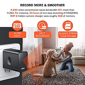 KINGDANS 【Upgrade 4K Full Hidden Camera Supports 2.4G&5GHz WiFi, Spy Camera Charger with Human Detection, 160° Wide View-Angle, Night Vision Nanny Cam for Home Security, TuyaSmart APP, Portable