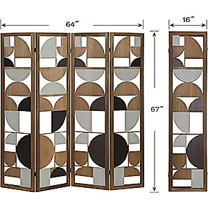 ECOMEX 4 Panel Room Divider,Freestanding Folding Room Divider Screen, Cutout Room Divider Wall, Room Dividers and Room Partition for Home Office（Classic Color）