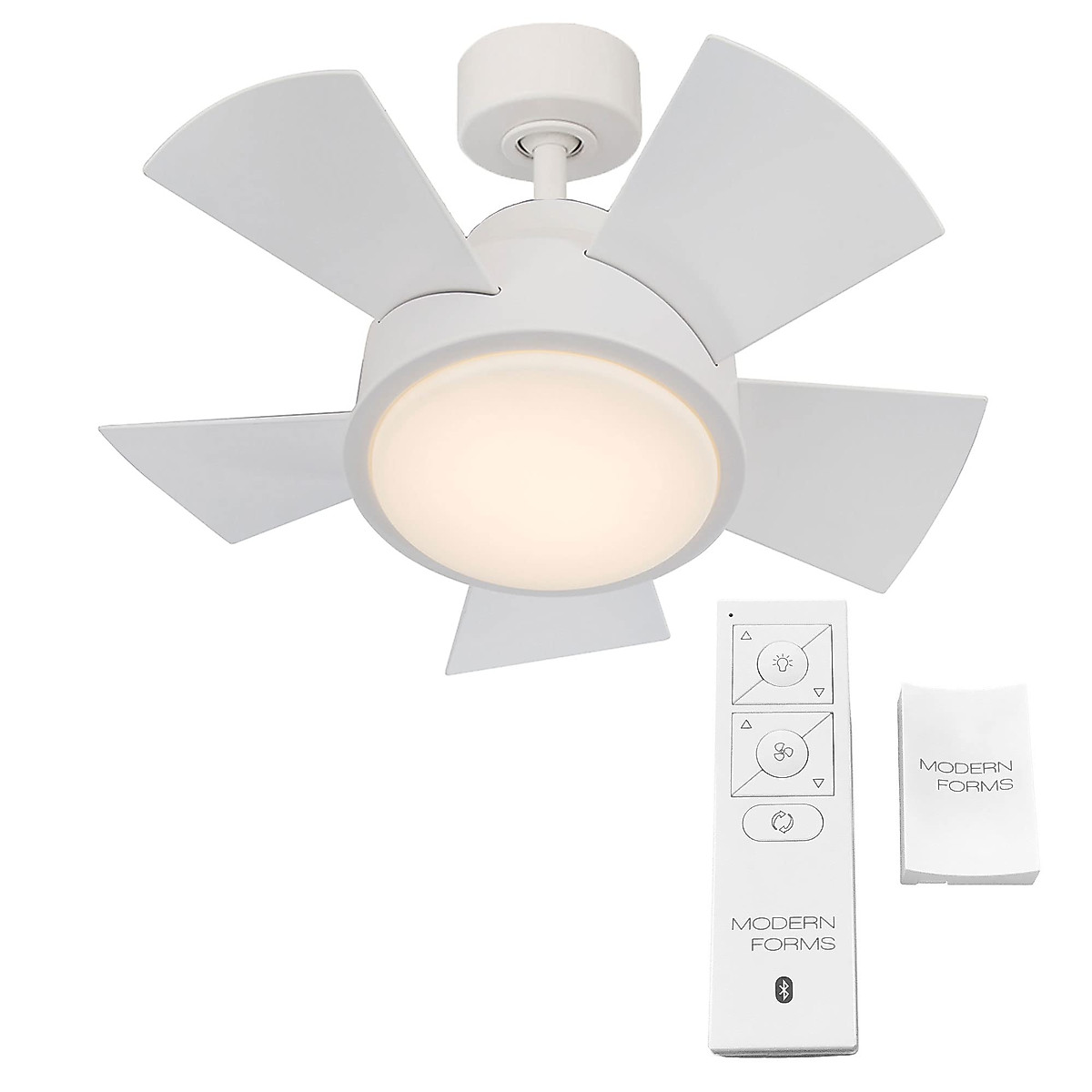Vox Indoor and Outdoor 5-Blade 26in Smart Ceiling Fan in Matte White with 3000K LED Light Kit and Remote Control works with Alexa and iOS or Android App