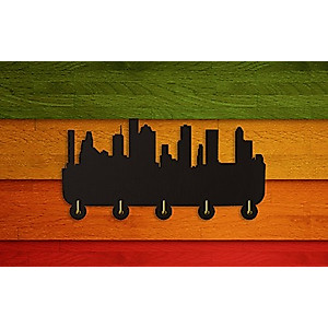 The Geeky Days America Houston Skyline Home Decor Wall Art Wall Hooks Clothes Coat Hats Hooks City Landscape Bedroom Living Room Decor Towel Robe Hooks