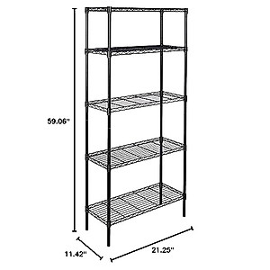 be current 5-Shelf Shelving Storage Units, Adjustable Heavy Duty Metal Shelf Wire Storage Rack for Home Office Garage Kitchen Bathroom Organi Black