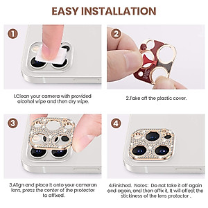 Goton [2 Pack] for iPhone 12 Pro Max Camera Lens Protector, Bling Glitter Diamond Metal Lens Protective Decoration Cover for iPhone 12 Pro Max 6.7inch (Silver+Rose Gold)