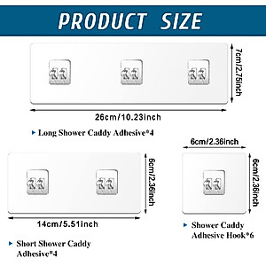 FGSAEOR 14 Pack Shower Caddy Adhesive Replacement, Strong Adhesive Hooks for Shower Caddy, Shower Shelf Adhesive No Drilling, for Bathroom Storage Shelves and Kitchen Racks & Soap Holder