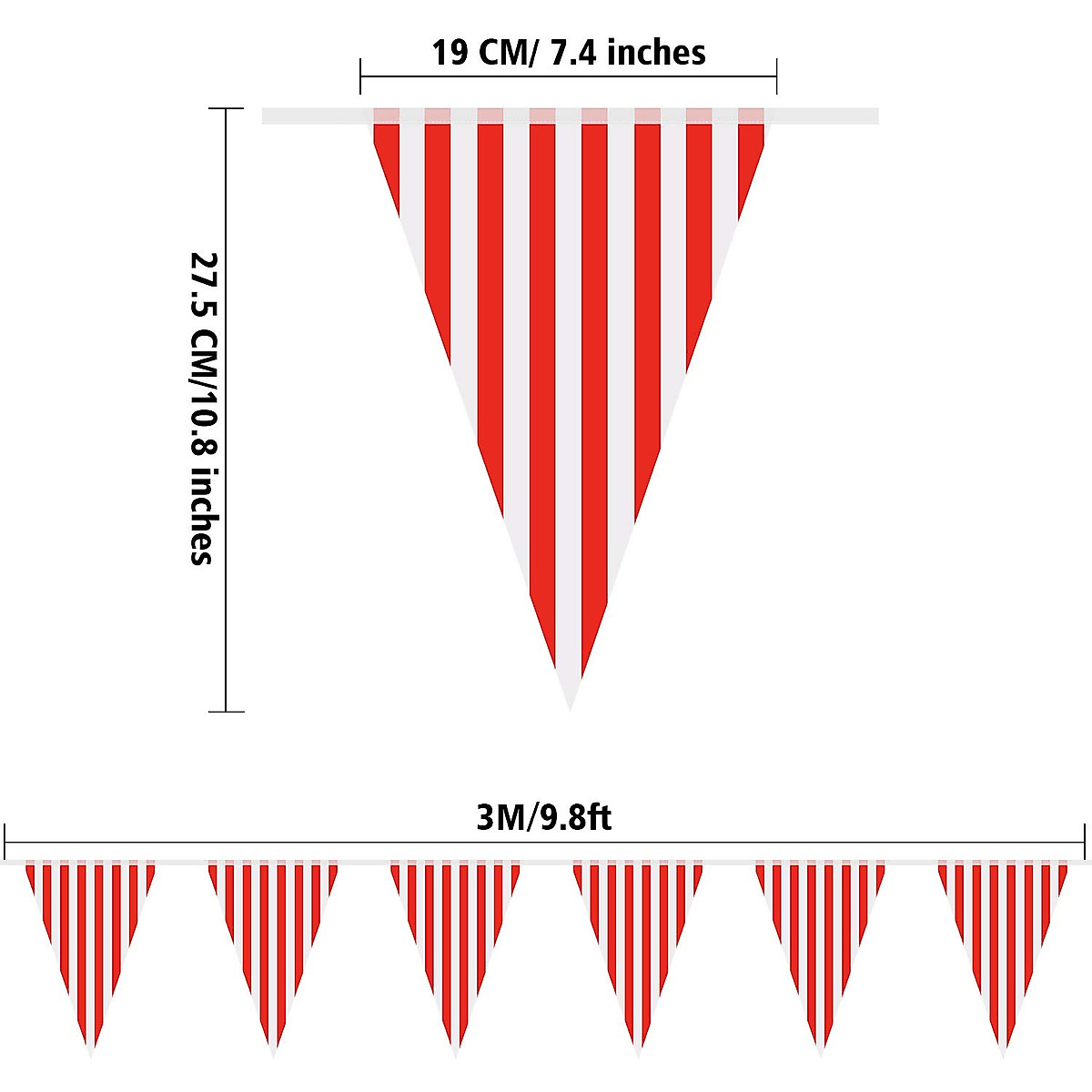 5 Packs Carnival Circus Party Decorations Supplies, Circus Carnival Bunting Banner, Red and White Pennant Banner Triangle Bunting Flag for Carnival Birthday Party, 7.4 x 10.8 Inch