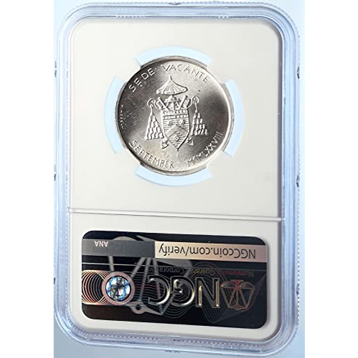 1978 1978 VATICAN City CARDINAL Arms & DOVE Genuine AR 500 Lire MS 67 NGC