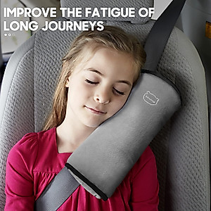 Seatbelt Covers for Kids, MIAOKE 2 Pack for All Car Seat Strap Cover Pads Soft,Comfortable, Safety Belt Strap Shoulder Neck Pad Suitable Adults and Children,Seat Belt Pillow for Kids/Grey