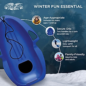 Paricon Flexible Flyer 39" Spitfire Lightweight Kids Downhill Snow Sled with Tow Rope & Handles, Ages 4 And Up, Easy to Carry Up Hills, Blue