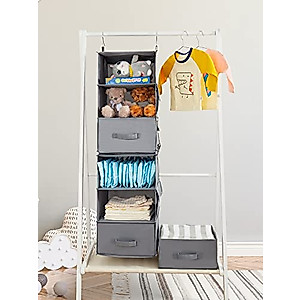 JARLINK 6-Shelf Hanging Closet Organizer, 2 Separable 3-Shelf Hanging Shelves with 3 Drawers, Clothes Organizer and Storage for Bedroom, Wardrobe, Nursery, RV, College Dorm, 12.2'' x 13.6'' x 47.2''