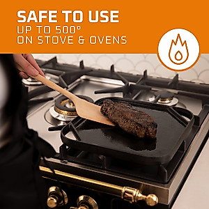 Bruntmor 2-In-1 Pre-Seasoned Cast Iron Skillet Square Roasting Pan With Reversible Griddle Pan For Stove Top | 10"x10" Multi Cooker Deep Roasting Grill Pan, Non-Stick Camping Cookware