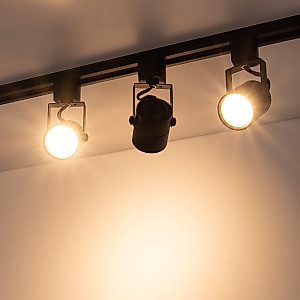 mirrea Bulb Replaceable LED Track Lighting Heads for Black H Type Rail Cylinder Ceiling Spotlight with 8W GU10 Bulb 90 CRI 3000K Warm White 38° Beam Angle Pack of 6