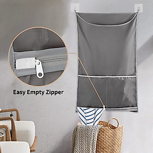 Door Hanging Laundry Hamper Bag - 2 Pack Laundry Hamper Bags Collapsible Over Door Laundry Bag with Hooks Large Hamper Clothes Storager for Space Saving Large Laundry Organizer Bag for Bathroom