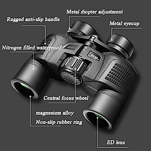 30X50 High Power HD Durable Professional Waterproof Binoculars - BAK4 Prism FMC Lens for Bird Watching Hunting Outdoor Concerts