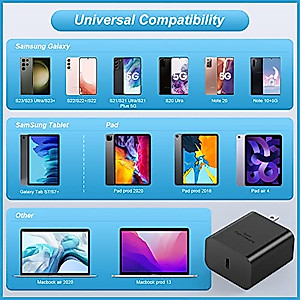 Type C Charger, 2 Pack 45W USB C Wall Charger Super Fast Charging Block & 6ft C Cable for Samsung Galaxy S22 Ultra/ S22+/S22, Note 10+/Note 20/S21/S10/S9, Galaxy Tab S7/S7+/S8/S8+/S8 Ultra,PPS Charger