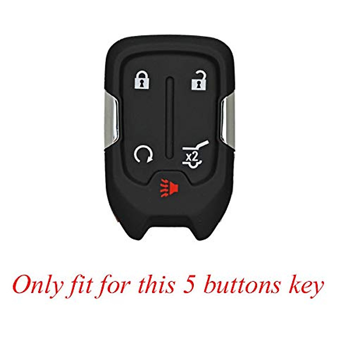 Btopars 2pcs Black Rubber Key Fob Remote Case Cover Keyless Entry Holder Shell Compatible with GMC Acadia Terrain Sierra Chevrolet Silverado HYQ1AA 13584502 1551A-AA