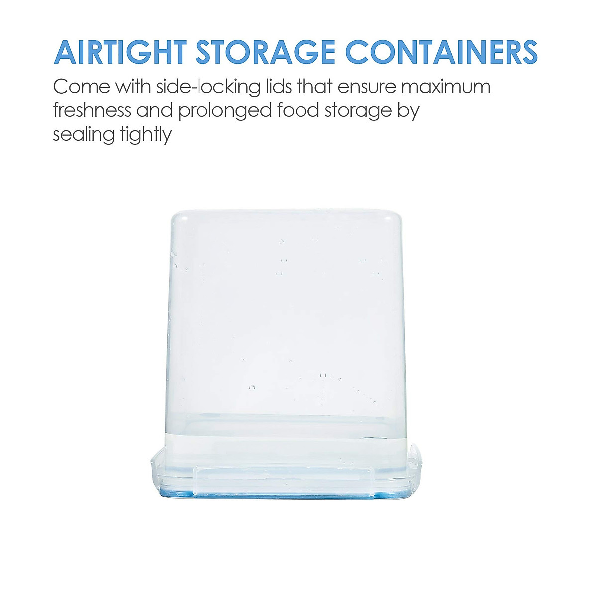 Vtopmart Food Storage Containers 2.5L / 84.5oz, 4 Pieces BPA Free Plastic Airtight Canister for Flour, Sugar, Baking Supplies, with 4 Measuring Cups and 24 Labels, Blue