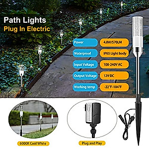 GreenClick Pathway Lights Outdoor, Extendable 6 Pack 570 Lumen Bright LED Path Lights, IP65 Waterproof 12V Landscape Lighting Cool White Acrylic Bubble Garden Lights for Lawn Patio Yard, 6000K