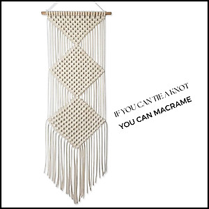 NGHTMRKT Macrame Kit, DIY Macrame Kits for Adult Beginners, Macrame Wall Hanging Kit, 220 Yards Macrame Cord, Wooden Dowel