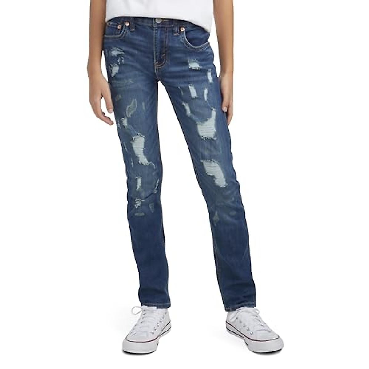 Levi's Boys' 510 Skinny Fit Destructed Jeans, Paper Shredder, 12