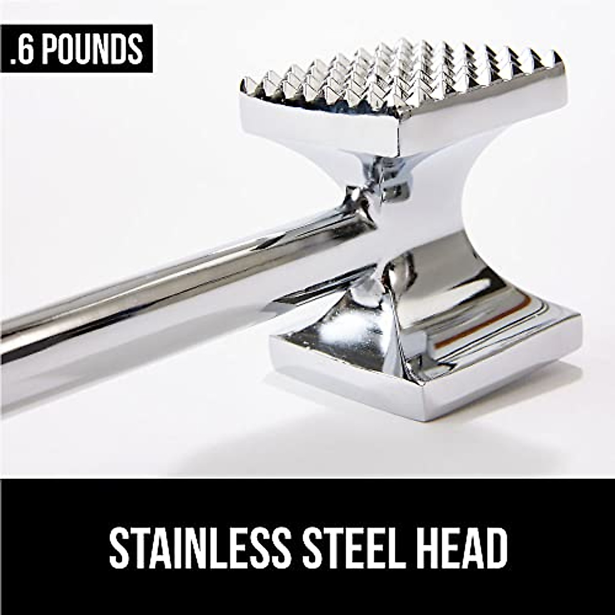 Gorilla Grip Heavy Duty Meat Tenderizer, Oversized Kitchen Mallet, Soft Grip Handle, Tool Maximizes Food Flavor, Spiked Side Tenderizes, Flat Smooth Flattens Steak, Pound Beef, Commercial Grade, Black