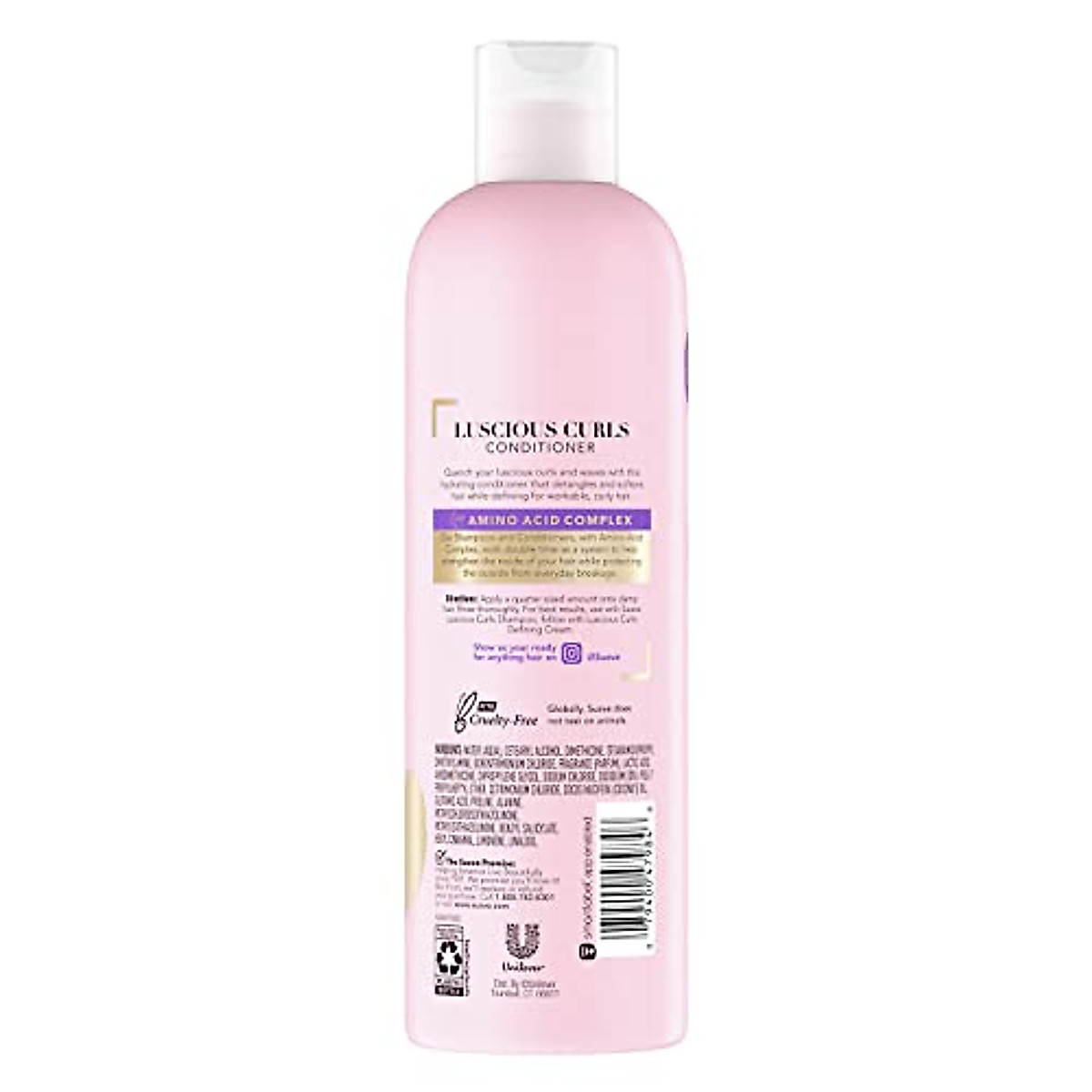 Suave Pink Hair Conditioner for Luscious Curls, 16.5 fl oz, With Amino Acid Complex, Moisturizes and Defines Curls, For Workable, Curly Hair