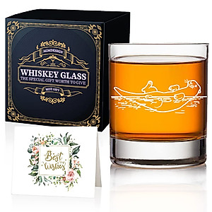 AGMDESIGN Funny Otter Whiskey Glasses Gift Box, Gifts For Otter Lovers, Grandfather, Men, Women, Dad, Mom, Son, Husband, Brother, Father's Day, Birthday Gift