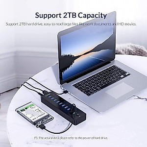 ORICO Powered USB Hub, 10 Ports 36W USB 3.0 Data Hub with 12V/3A Power Adapter for Computer, PC, Laptop, Mobile HDD, Flash Drive and More