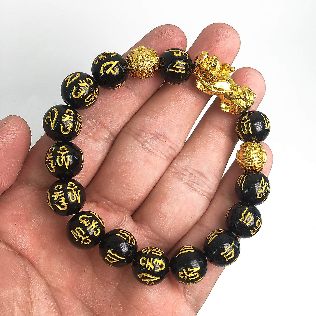Black Obsidian Wealth Bracelet, 2 Pcs Pi Xiu Bracelet Good Luck Bracelets for Women Men Attract Wealth Money Jewelry