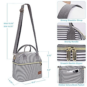 VS VOGSHOW Insulated Lunch Bag Women Kids, Double Deck Reusable Lunch Bag for Girls, Small Cute Lunch Bags for Women Teens, Freezable Lunchbag for Work, 9L