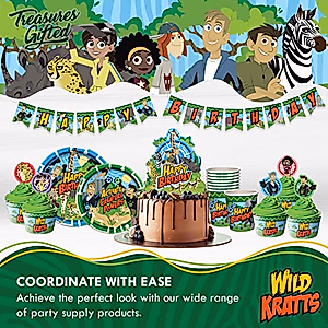Treasures Gifted Officially Licensed Wild Kratts Birthday Banner - Wild Kratts Happy Birthday Banner - Wild Kratts Birthday Party Supplies - Wild Kratts Party Decorations for Walls & Entryways