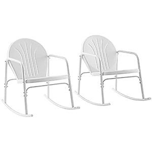 Crosley Furniture CO1013-WH Griffith Retro Metal Outdoor Rocking Chairs, White Gloss