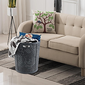 Sadstory Small Plastic Laundry Basket, 40 L Round Laundry Hamper, 2 Packs