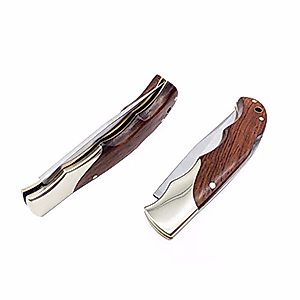 Herbertz Classic Gentleman Edition Pocket Folding Knife: Handcrafted Cocobolo Wood, Nickel Silver and Brass Handle, 440 Steel Super Blade, Germany Brand, Collectible for Outdoor Everyday Carry