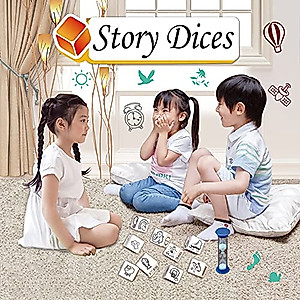 SQBELL Happy Story 9 Cubes Bundle Sets Roll Cubes - A Happy Trip and Challenge of Words and Stories, 4 Models dice 54 Images Unlimited Stories Combination Story Dice Game Set Imaginative Play for Kids