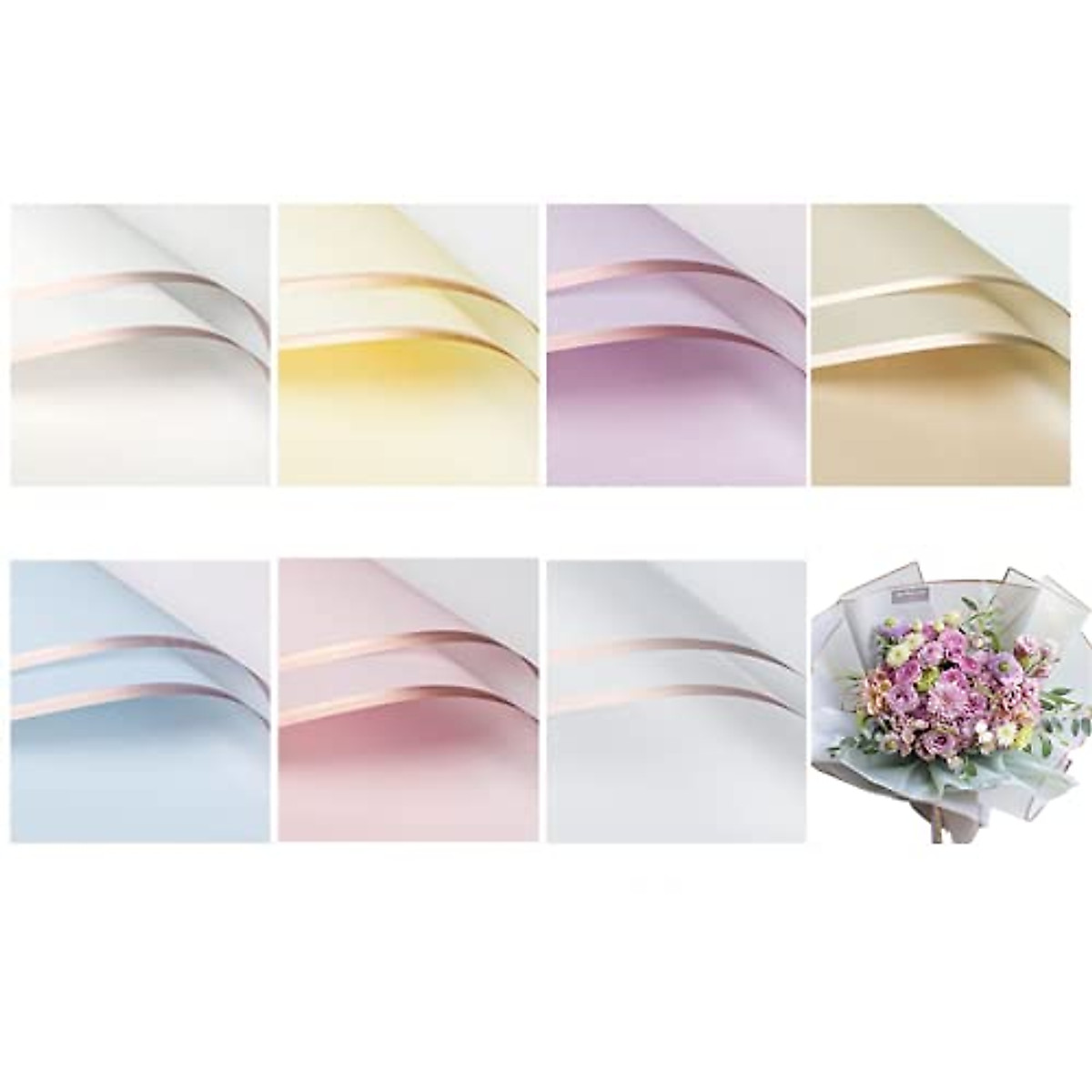 Xshelley(21pcs 7 colors 22.8 * 22.8 inches flower shop bouquet, DIY crafts, gift packaging or gift box packaging, waterproof flower wrapping paper